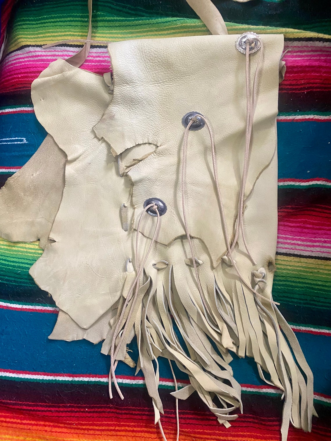 White Buckskin Leather Purse With Conchos - Etsy