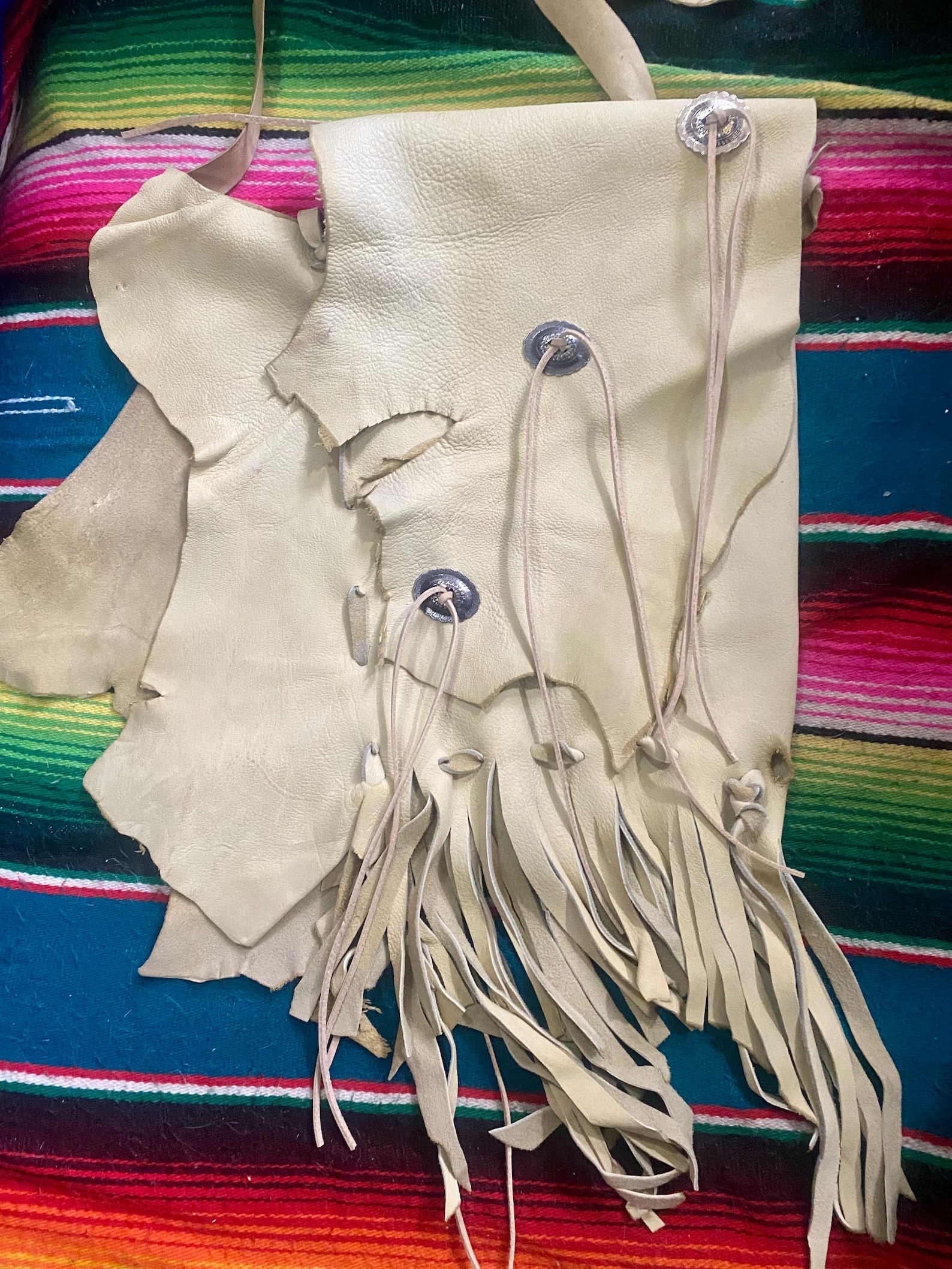 White Buckskin Leather Purse With Conchos - Etsy