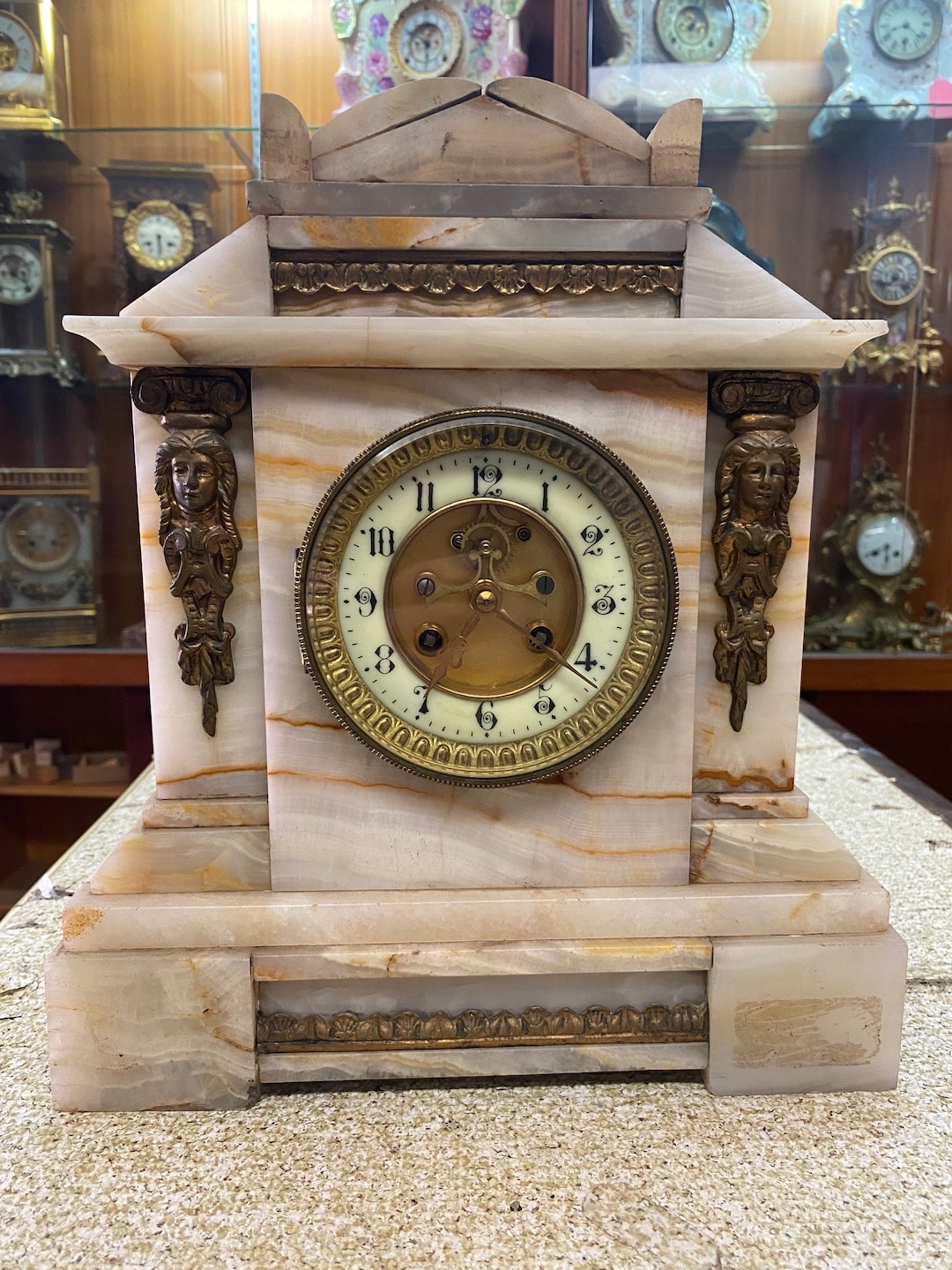 French Marble Mantle Clock - Etsy