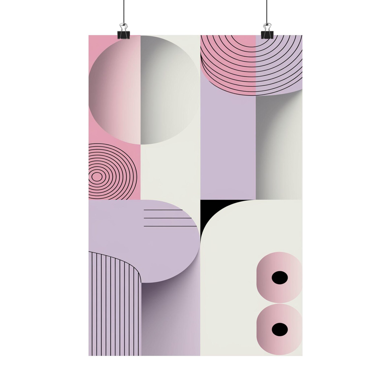 Modern Abstract Geometric Art Print Pink and Lavender Wall Decor ...
