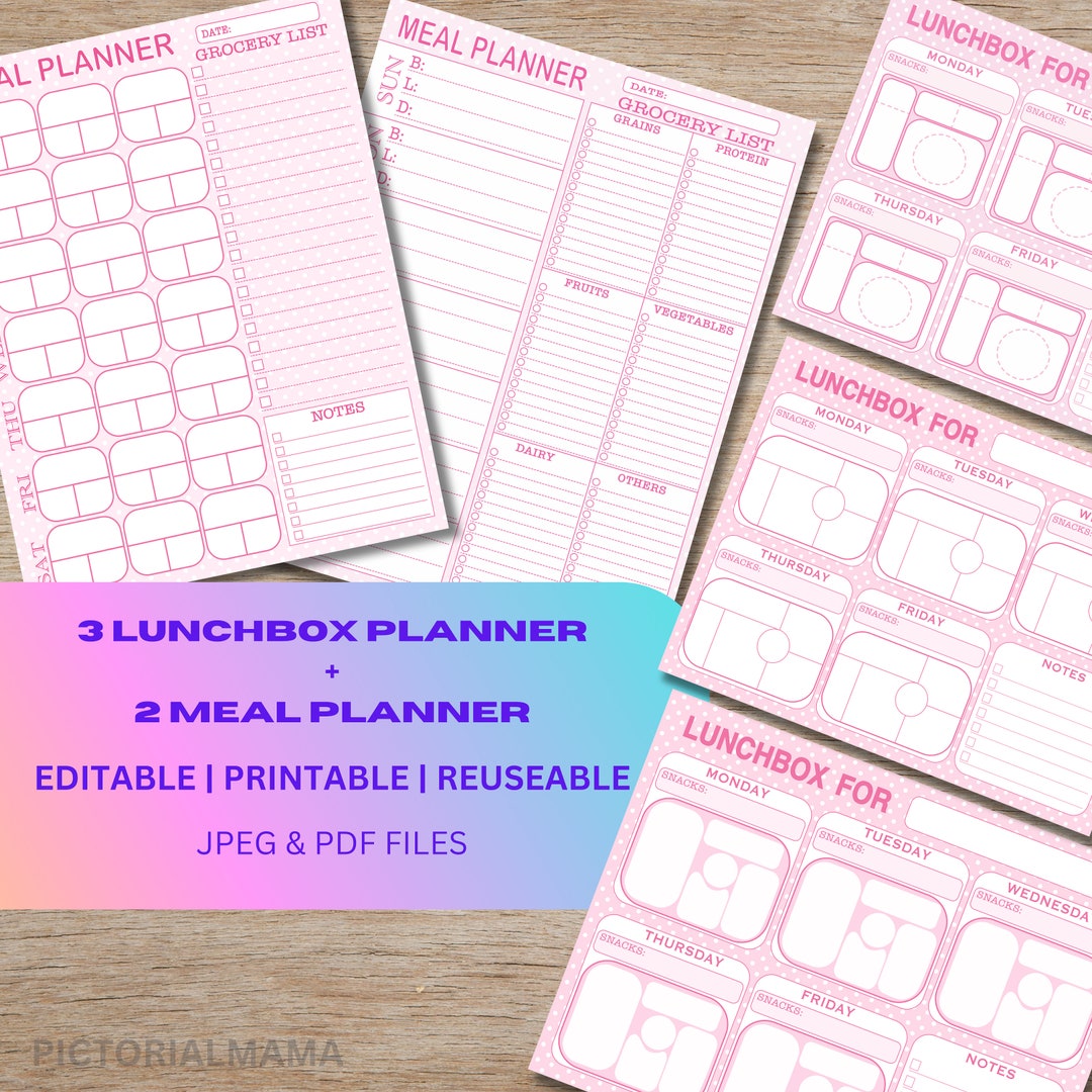 Bentgo Yumbox Omie Lunchbox Templates Meal Planners for Kid - Etsy