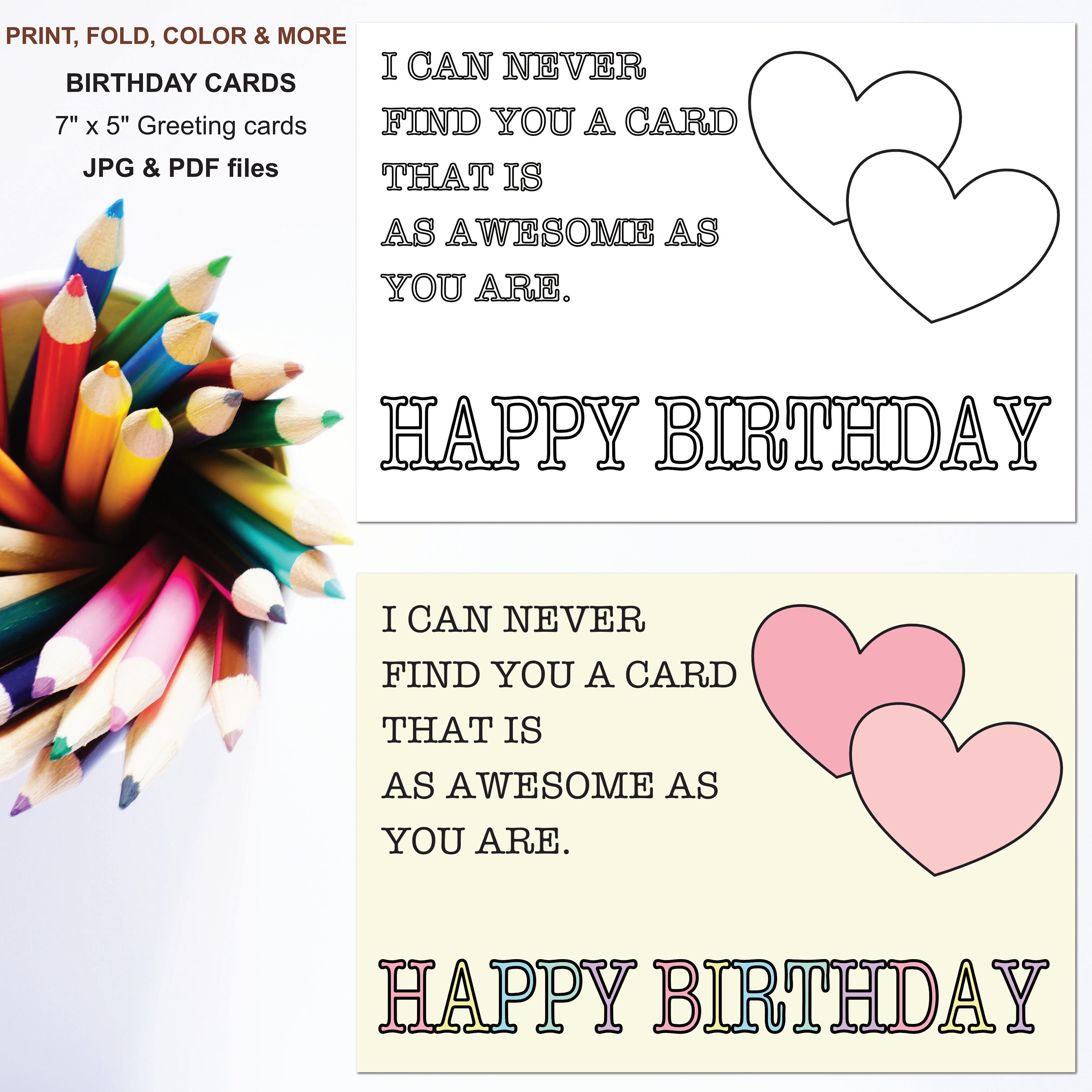 Funny Happy Birthday Card Awesome Colorable Printable Happy Birthday ...