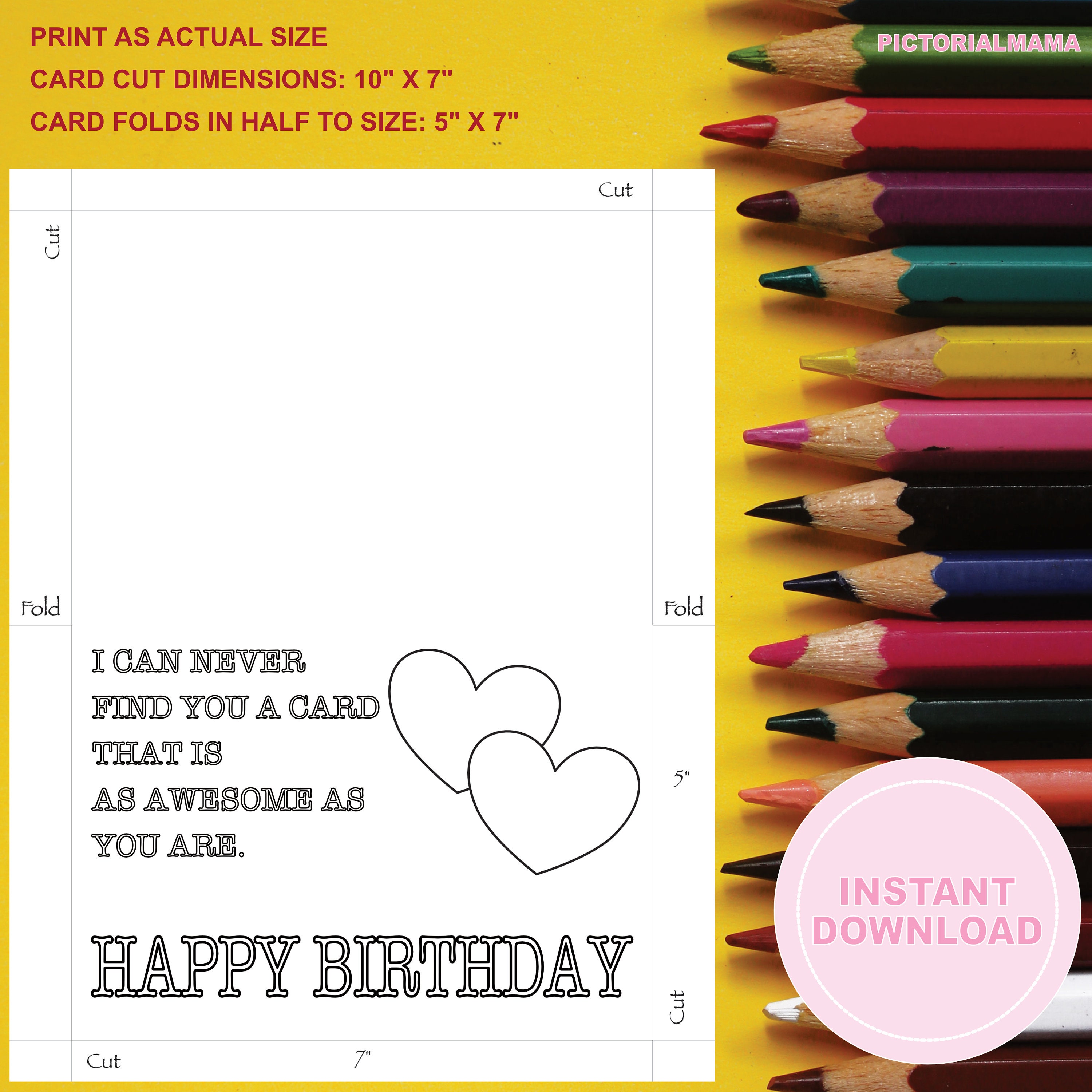 Funny Happy Birthday Card Awesome Colorable Printable Happy Birthday ...