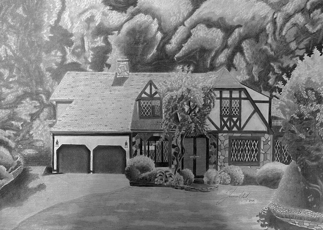 Custom House Drawing in Graphite Pencil - Etsy