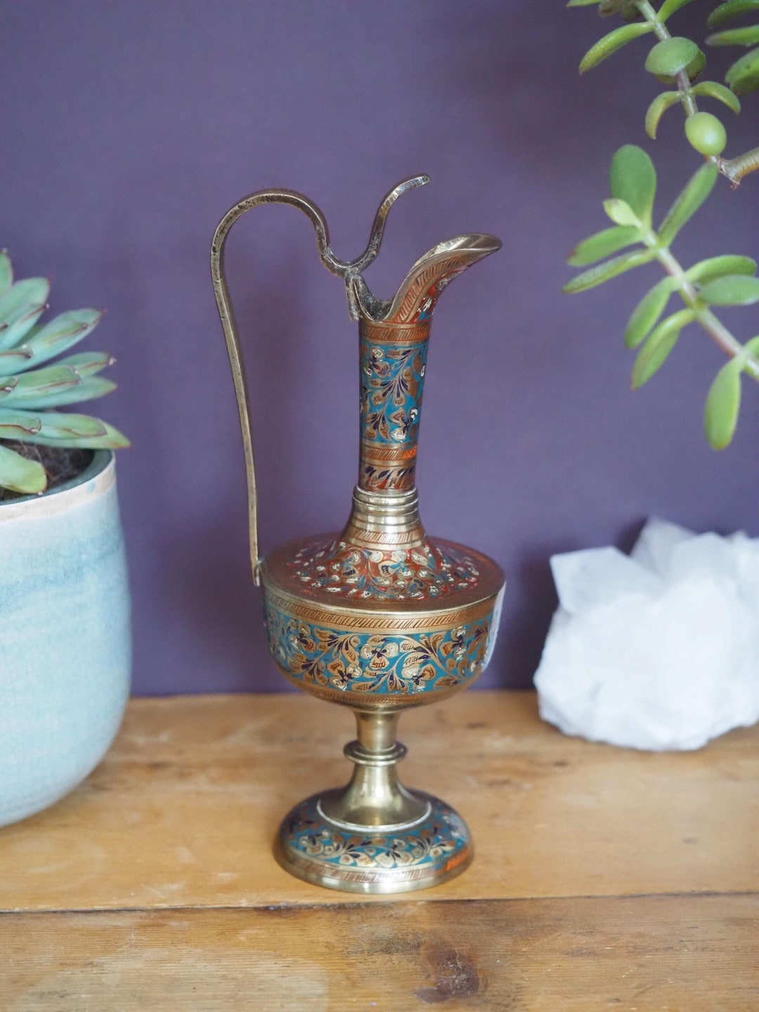 Vintage 9" Decorative Indian Brass Snake Handled Jug | Ornamental ...