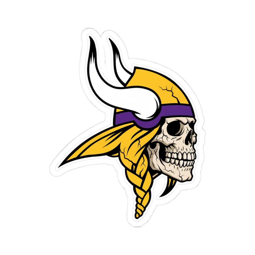 Viking Skull Helmet Sticker, Norse Decal, Purple Gold Accents (kiss-cut ...
