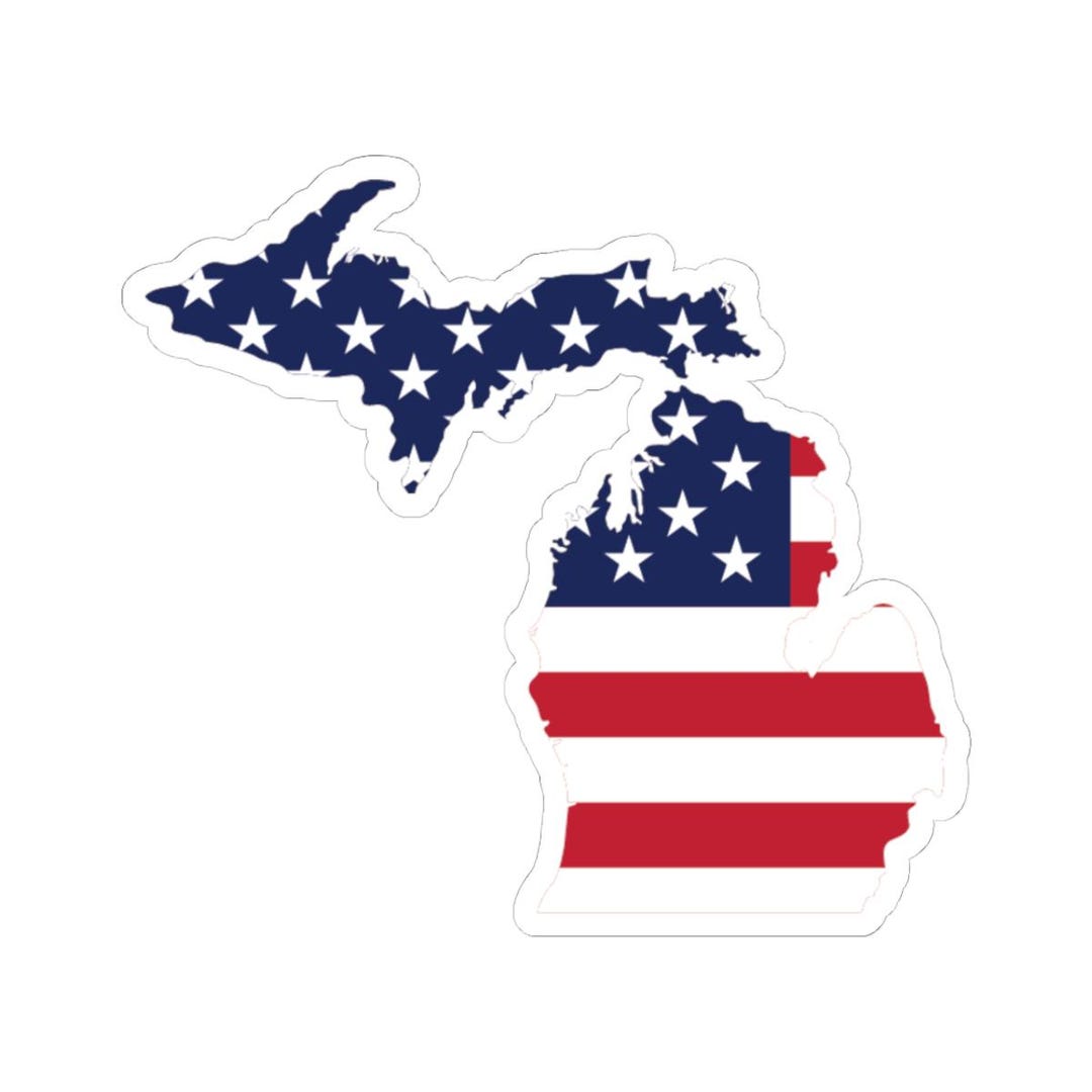 Michigan State Outline American Flag Sticker | Kiss-cut Sticker - Etsy