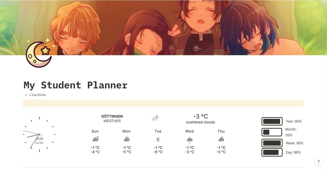 Notion Anime Student Planner Template, Organize Your Life, All-in-one ...
