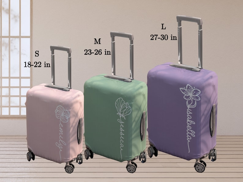 Personalized Birth Flower Luggage Cover: Custom Name Suitcase Protector ...
