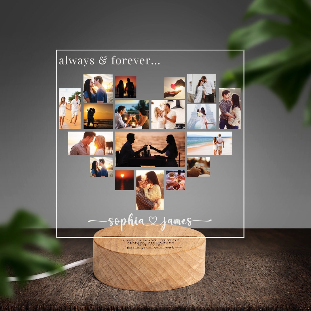 Couple Photo Night Light Engraved, Romantic Gift for Her Christmas ...