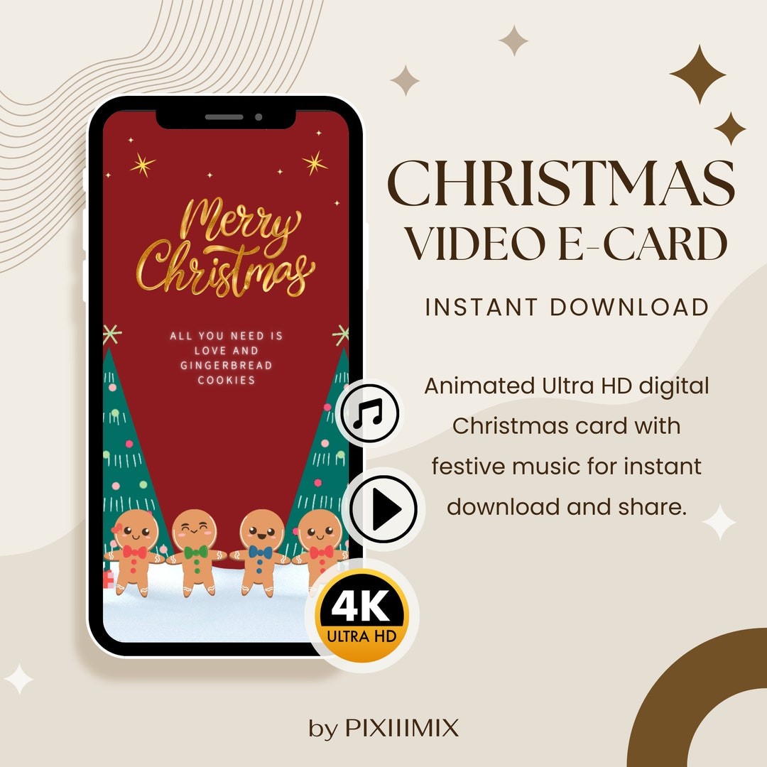 Ecard Animated Christmas Digital Card Magic Gingerbread Man - Etsy