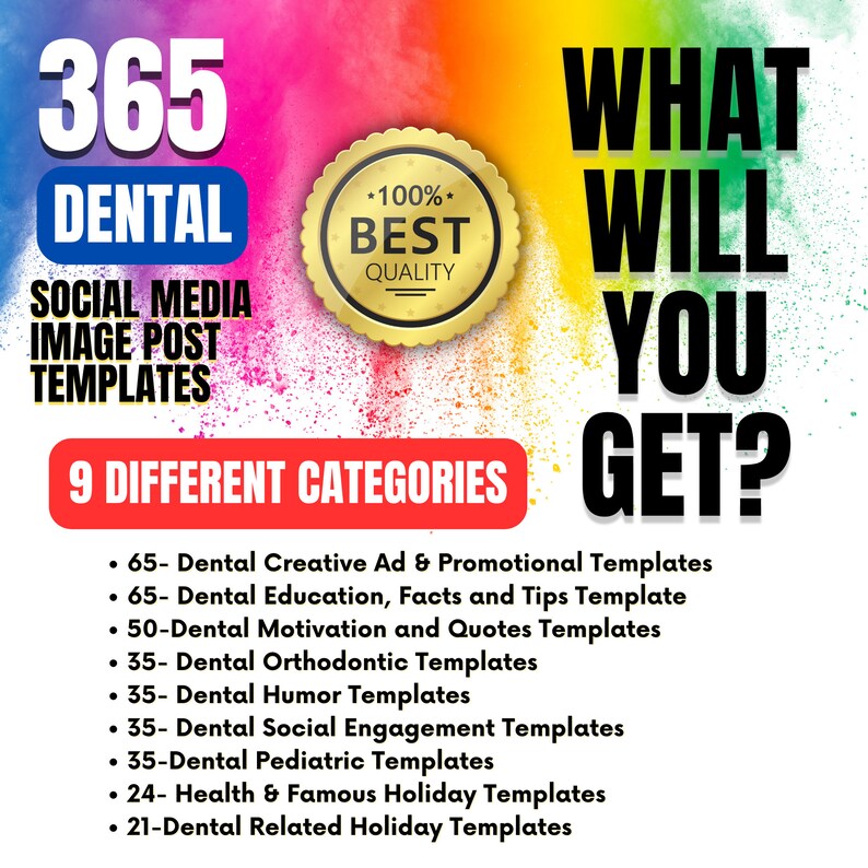 365 Dental Social Media Post Templates, Dental Templates Fully Editable ...