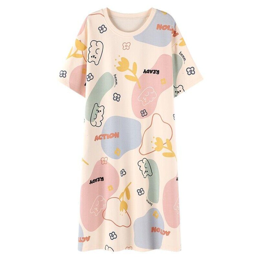 Womens 100% Cotton Lawn Nightgown Sleepwear Night Wear Soft Comfy Sleep ...