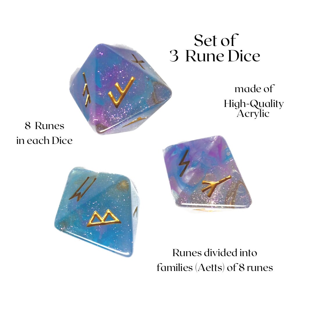 Pink Rune Dice Set of 3 Acrylic Dice With Runes Runes - Etsy