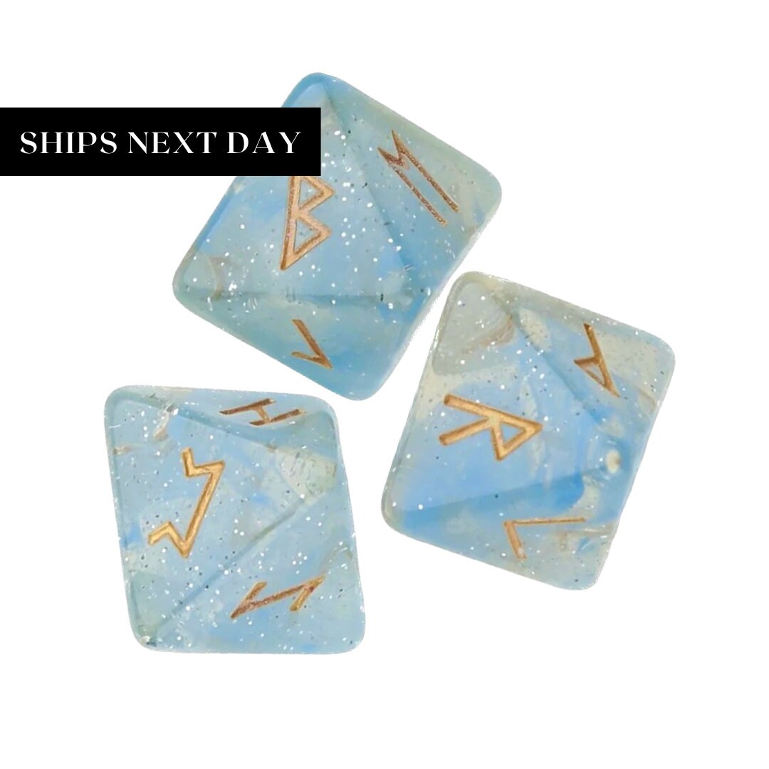 Blue Rune Dice Set of 3 Acrylic Dice With Runes Runes, Divination ...
