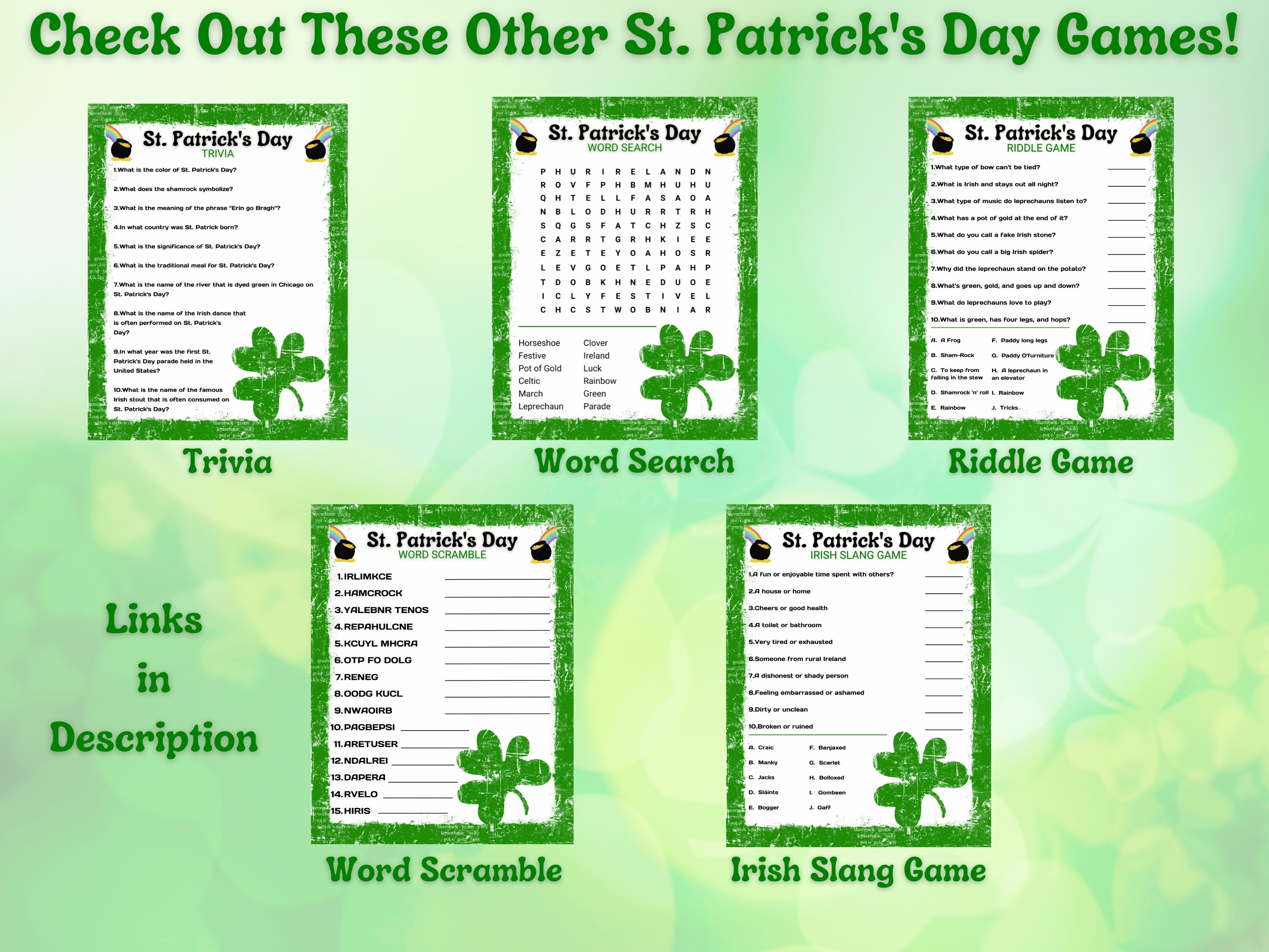 St. Patrick's Day Scavenger Hunt, Irish Scavenger Hunt, Printable St ...