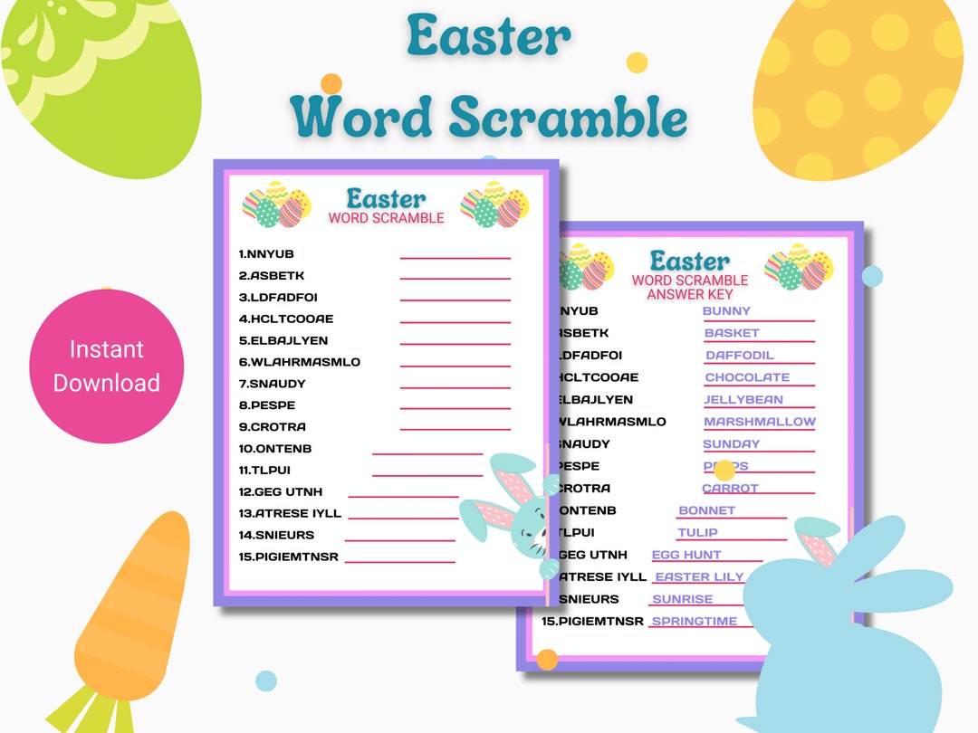 Easter Word Scramble Game, Printable Easter Game, Digital Download PDF ...