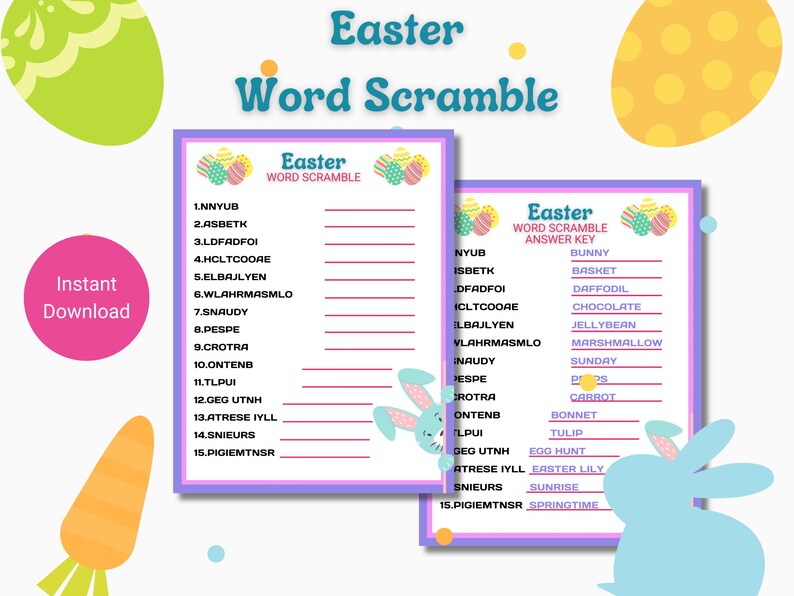 Easter Word Scramble Game, Printable Easter Game, Digital Download PDF ...