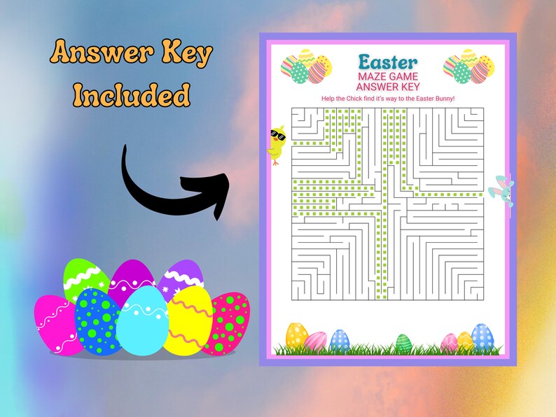 Easter Maze Game, Printable Easter Game, Digital Download PDF, Easter ...