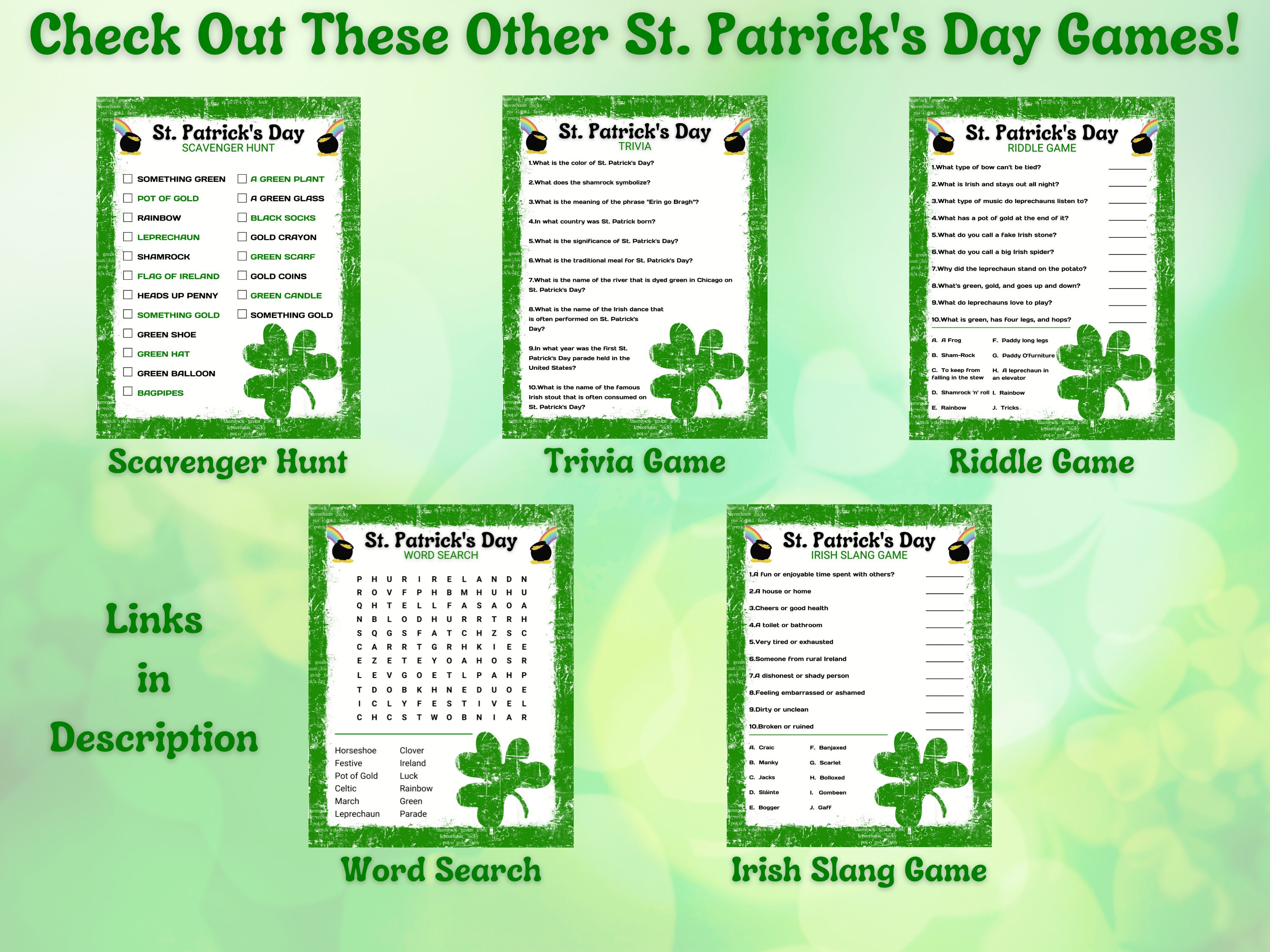 St. Patrick's Day Word Game, Word Scramble Game, Printable St Patricks ...
