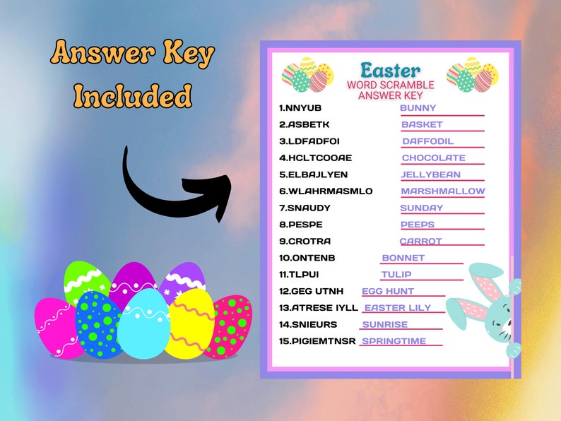 Easter Word Scramble Game, Printable Easter Game, Digital Download PDF ...