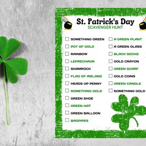 St. Patrick's Day Scavenger Hunt, Irish Scavenger Hunt, Printable St ...