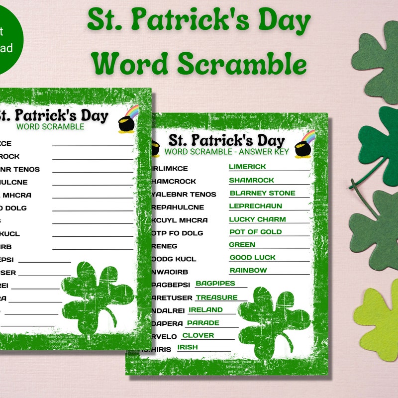 St Patricks Day Word Scramble - Etsy