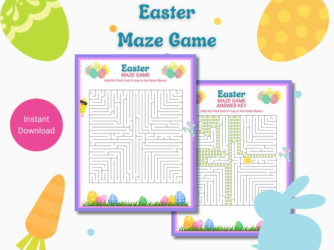 Easter Maze Game, Printable Easter Game, Digital Download PDF, Easter ...