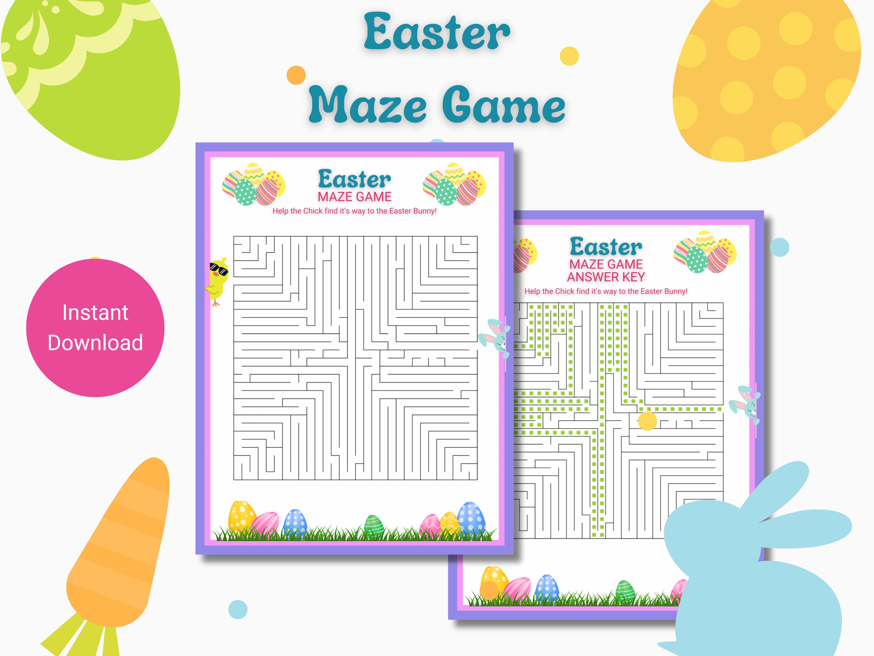 Easter Maze Game, Printable Easter Game, Digital Download PDF, Easter ...