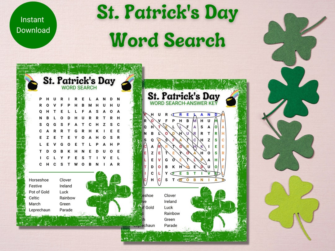 St Patricks Day Word Search, St Patricks Day Party Game, Printable St ...
