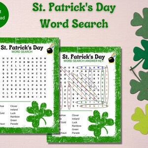 St Patricks Day Word Search, St Patricks Day Party Game, Printable St ...