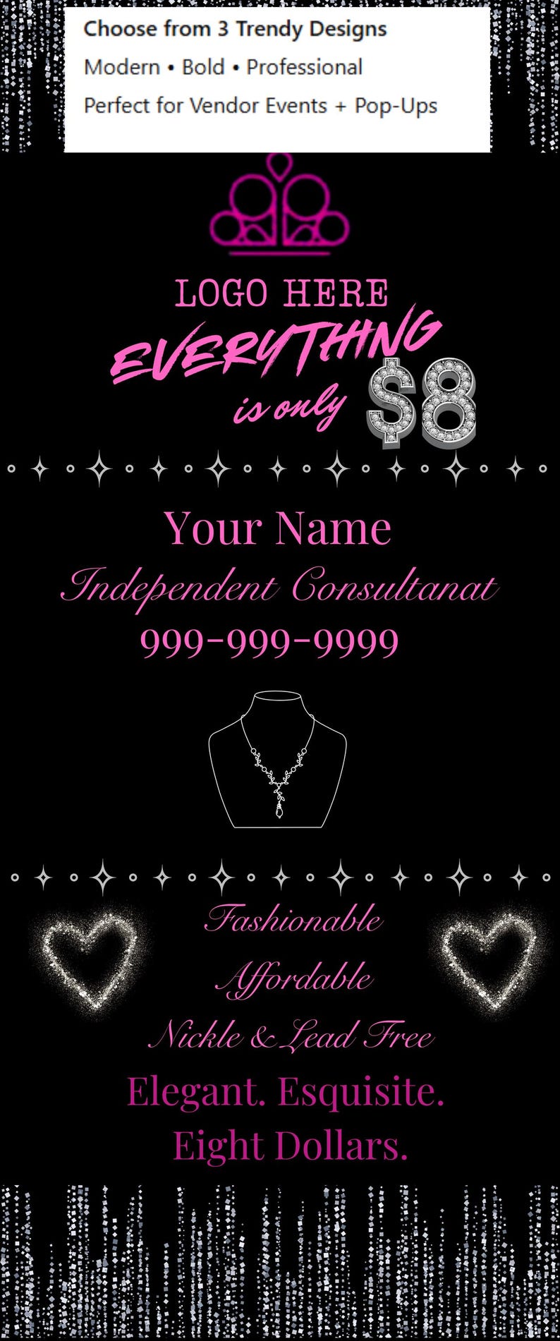 Custom Retractable Jewelry Banner 33"x79. Boost Jewelry Sales & Show ...