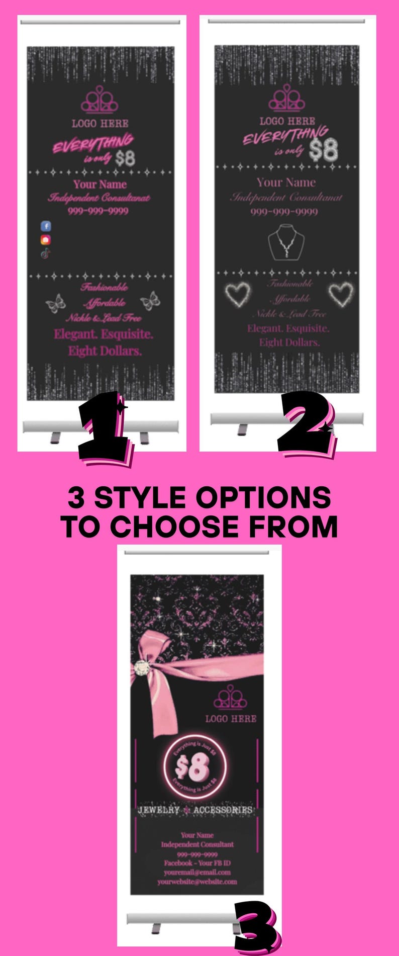 Custom Retractable Jewelry Banner 33"x79. Boost Jewelry Sales & Show ...