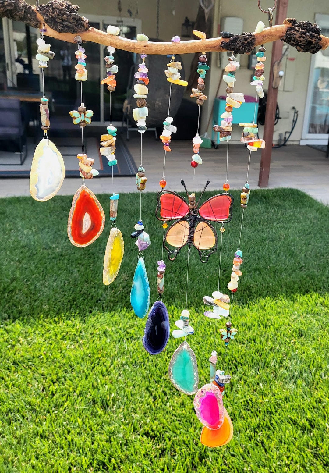 Agate Wind Chime Suncatcher: Gemstone Crystal Healing Sounds - Etsy