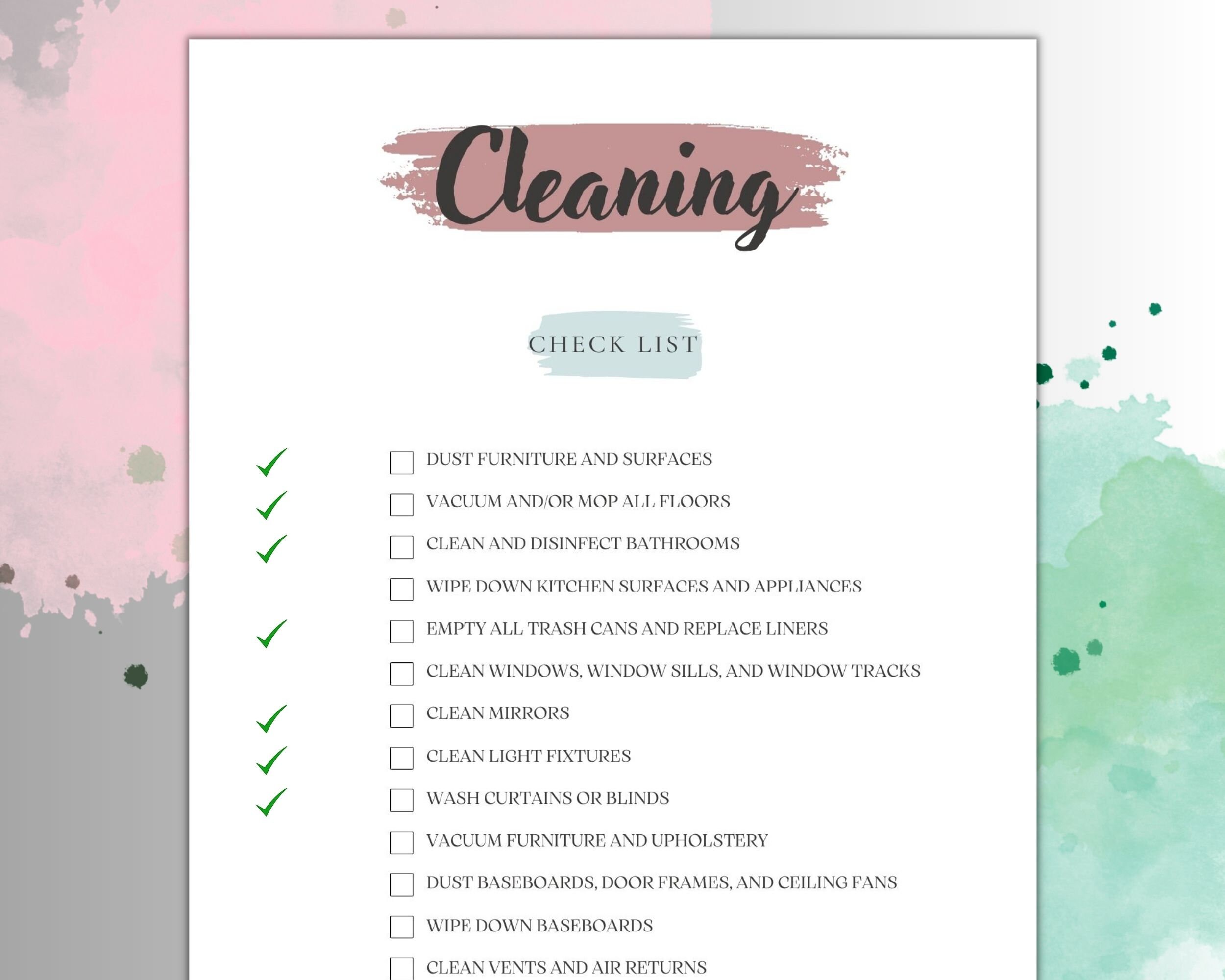 Cleaning Checklist. Simple Cleaning Checklist - Etsy