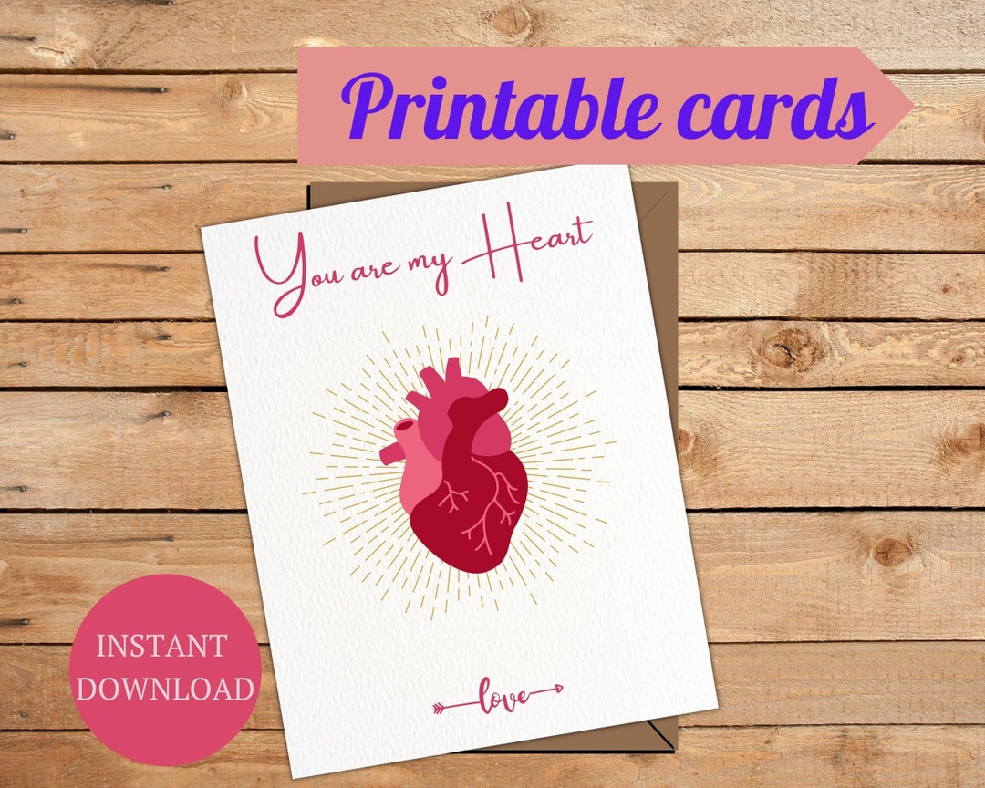 Valentine's Card. Printable Card. Instant Download. 8.5x11in. - Etsy