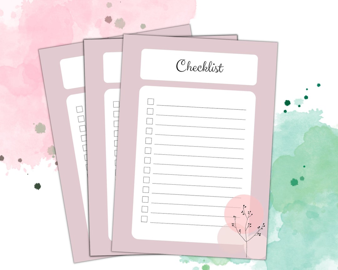 Pink Color Checklist. Printable Checklist - Etsy