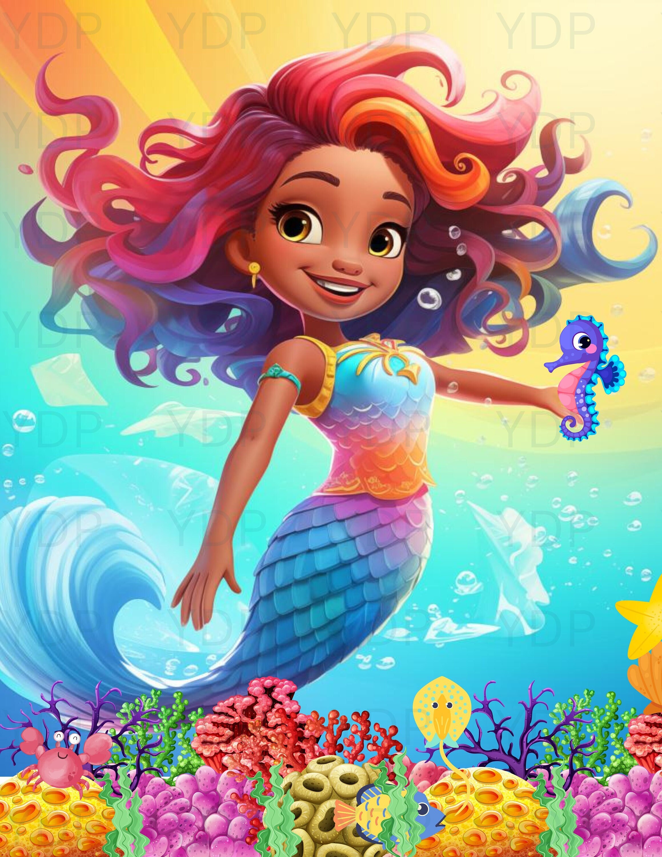 Black Mermaid PNG Underwater Mermaid Kids Mermaid Clipart Digital Black ...