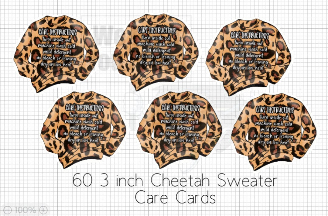 60 3 in Cheetah Sweater Care Cards - Etsy