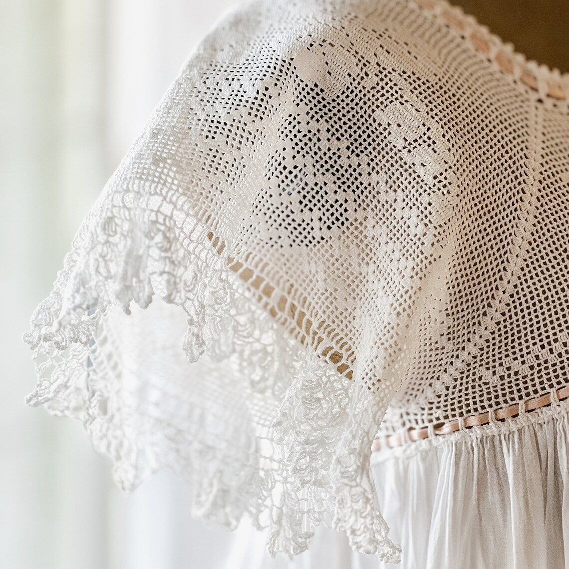 Romantic Edwardian Nightgown With Pink Ribbonwork Flower - Etsy