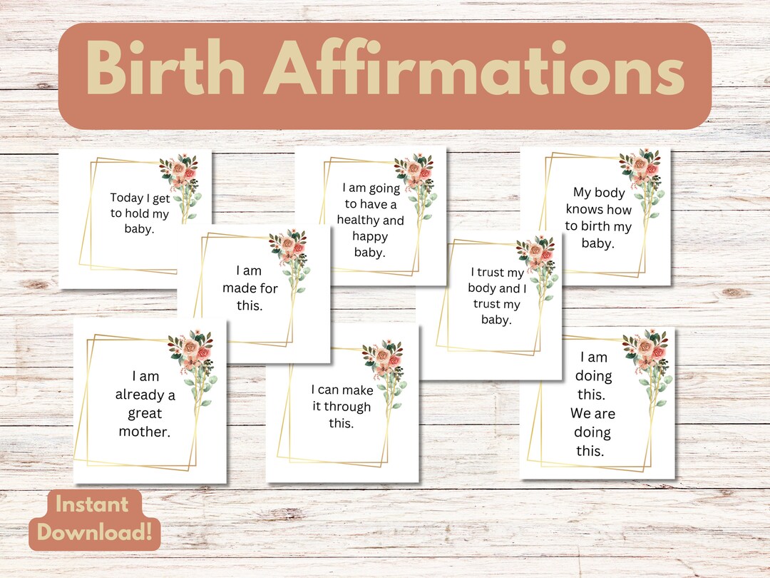 10 Birth Affirmations Cards, Printable Birth Affirmations, Positive ...
