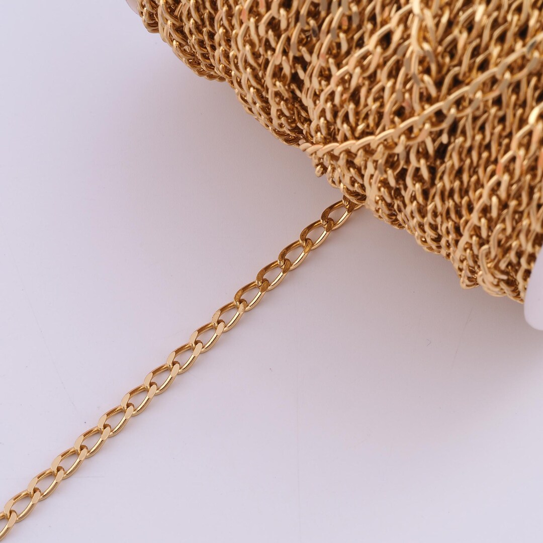 Curb Chain,18k Gold Filled Sailor Chain, Gold Figaro Chain for Jewelry ...