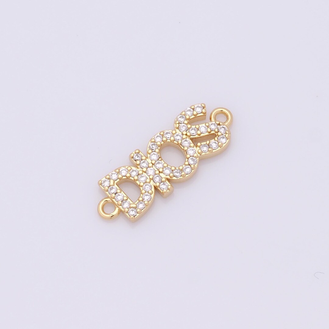 Gold Dios Connector, 18K Gold Filled Letter Connector, Micropave CZ ...