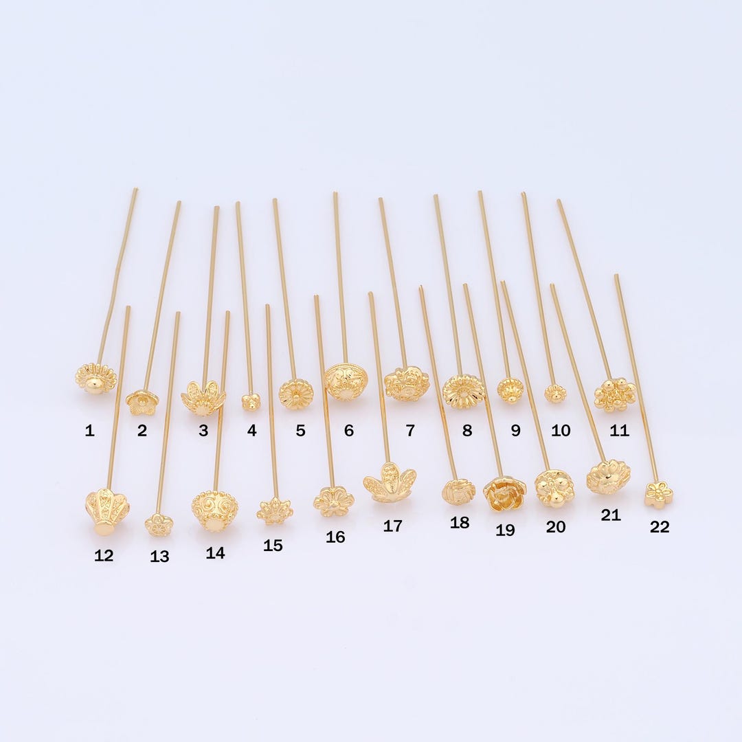 5 Pcs 18K Gold Filled Flower Head Pins,gold Flower Head Pins,flower ...