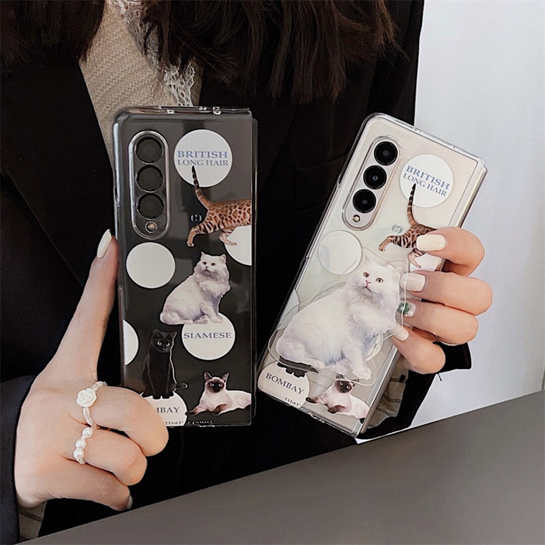 Cute Cat Stand Galaxy Z Fold 1/2/3/4 Casedrop Protection - Etsy
