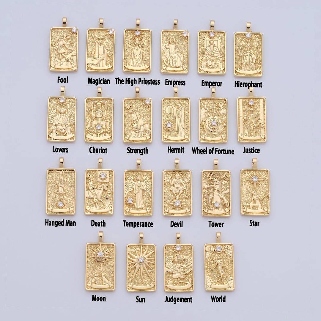 Gold Tarot Card Charms,moon Tarot, Sun Tarot Charm,18k Gold Filled ...