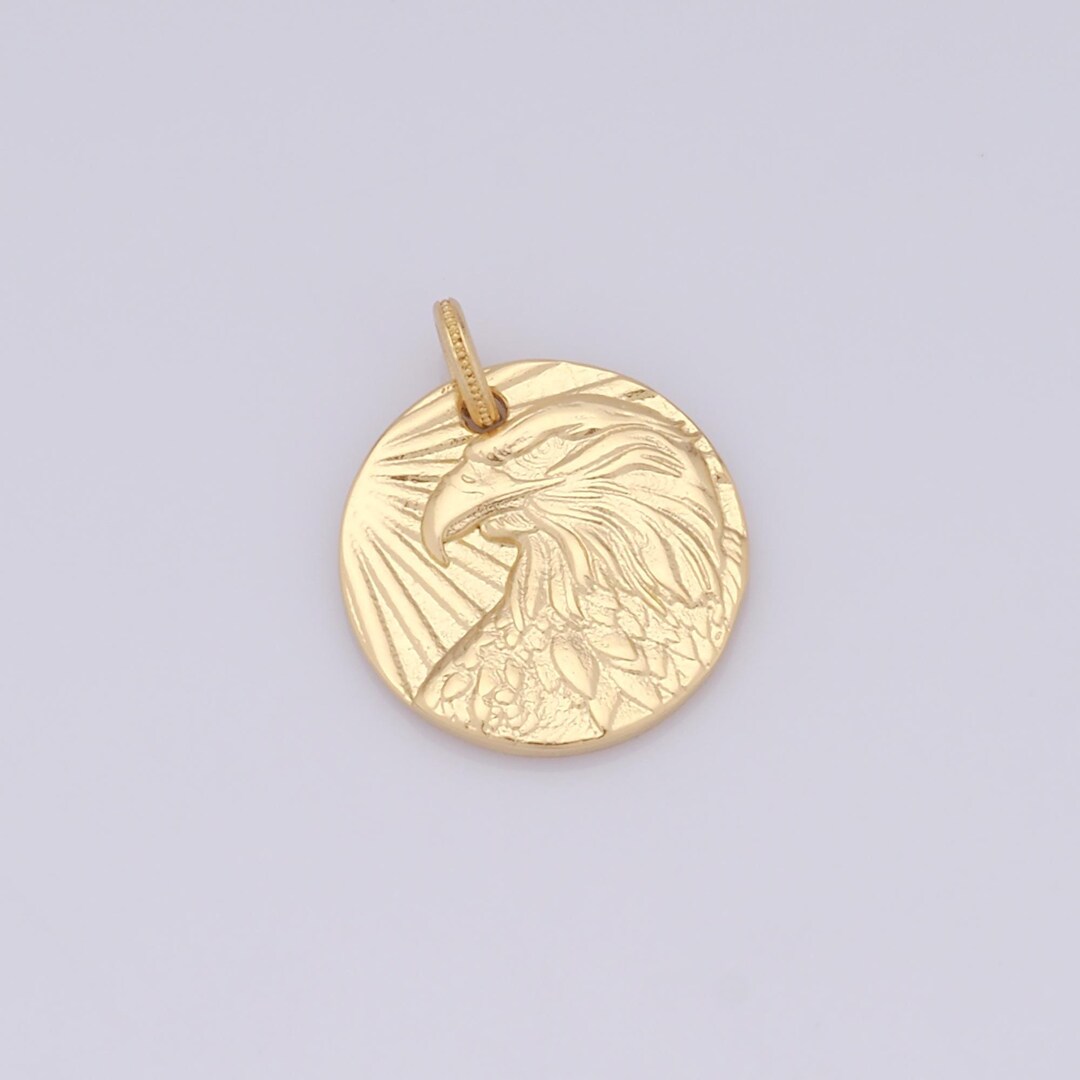 Eagle Charm,gold Coin Charm, Character Necklace, 18K Gold Filled ...