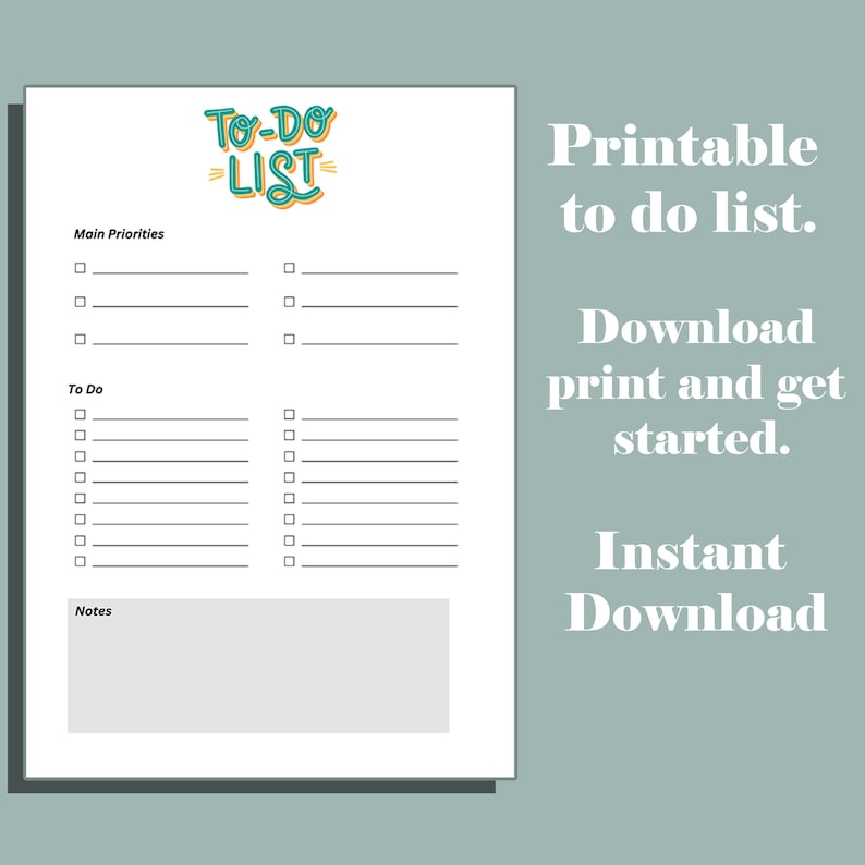 To Do List PDF Planner Checklist Printable Daily/weekly Task Lists A4 ...
