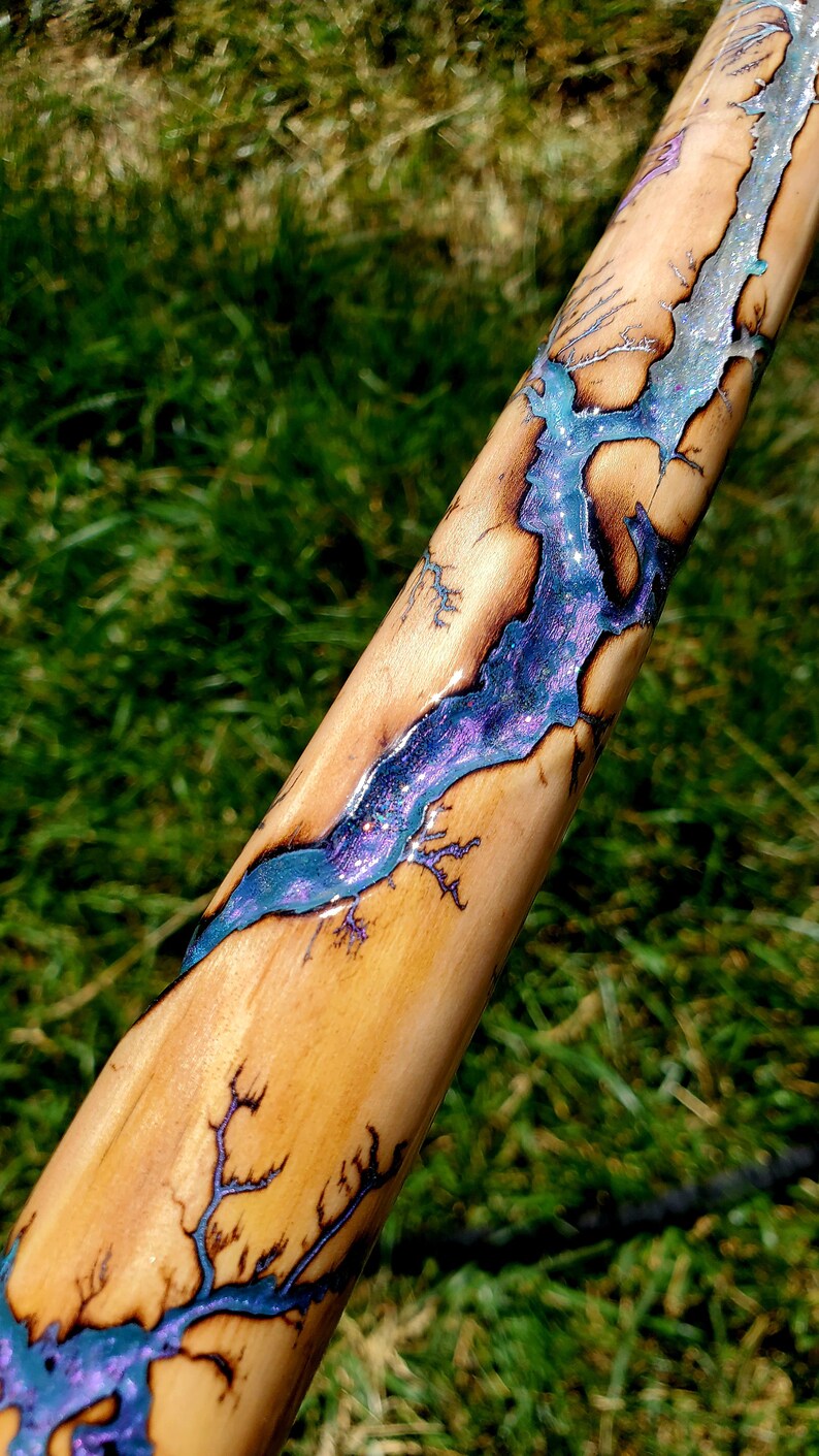 Walking Stick Hiking Stick Staff Fractal Burning Epoxy - Etsy