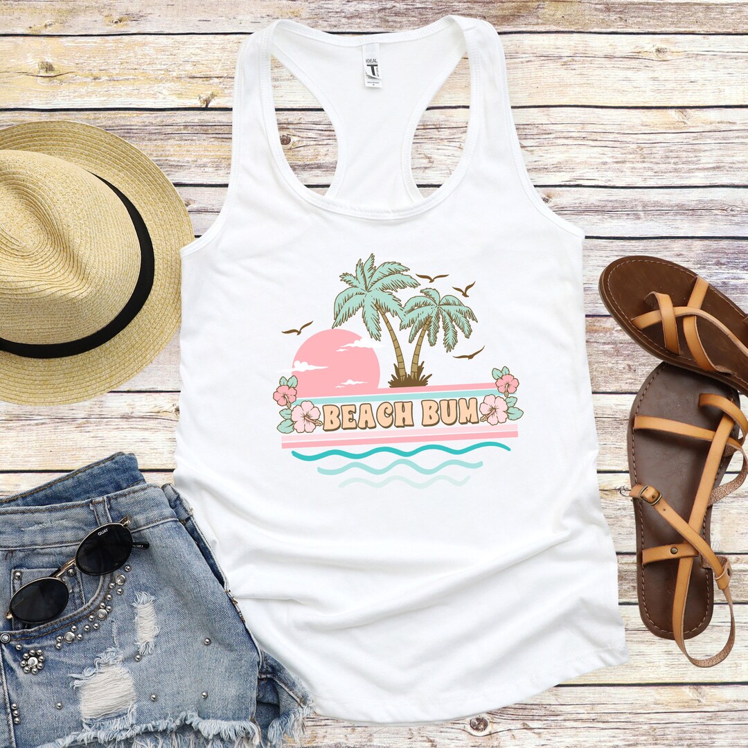 Beach Bum Tank Top, Beach Tank Top, Retro Beach Top, Cute Beach Tank ...